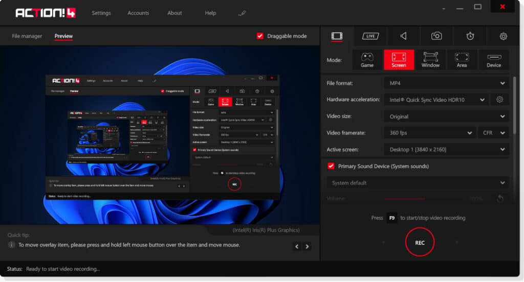 برنامج Mirillis Action | لتصوير الشاشة - shr7pc