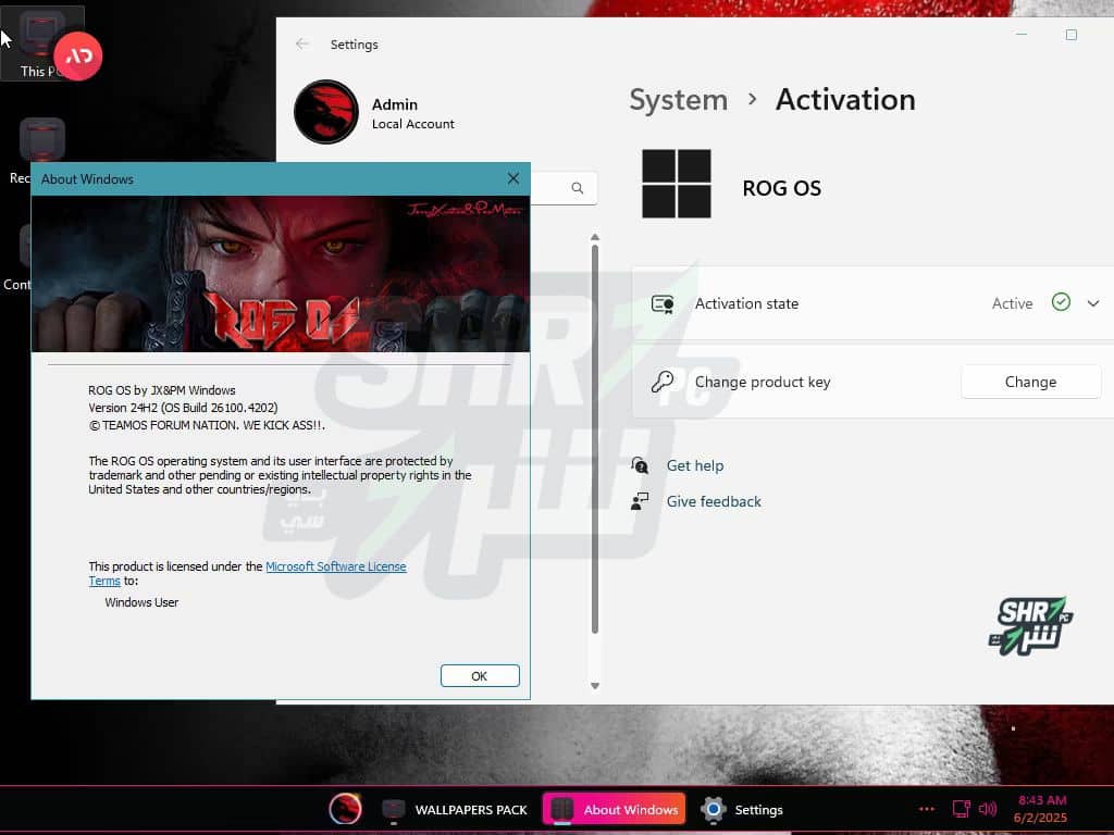 ويندوز 11 المخفف والمخصص للألعاب | Windows 11 Pro v24H2 ROG OS - shr7pc