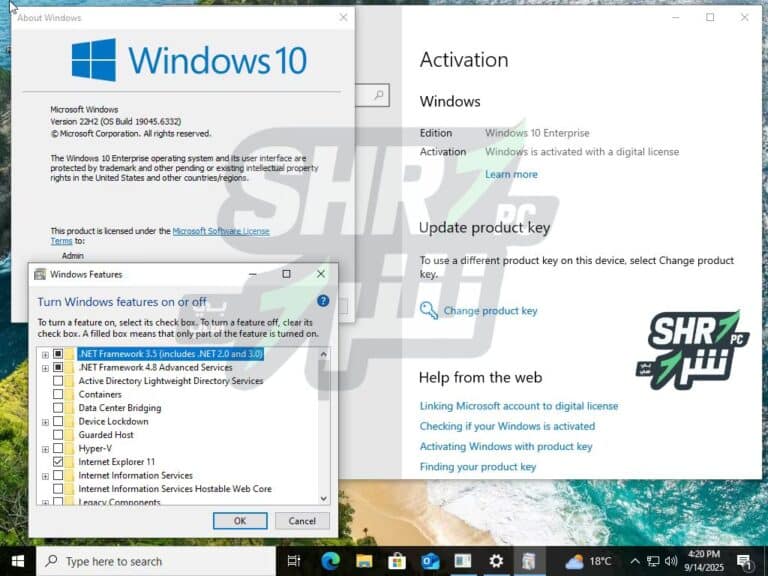 ويندوز 10 إنتربرايز 22H2 نسخة مفعلة بكل اللغات | بتحديثات سبتمبر 2025 - shr7pc